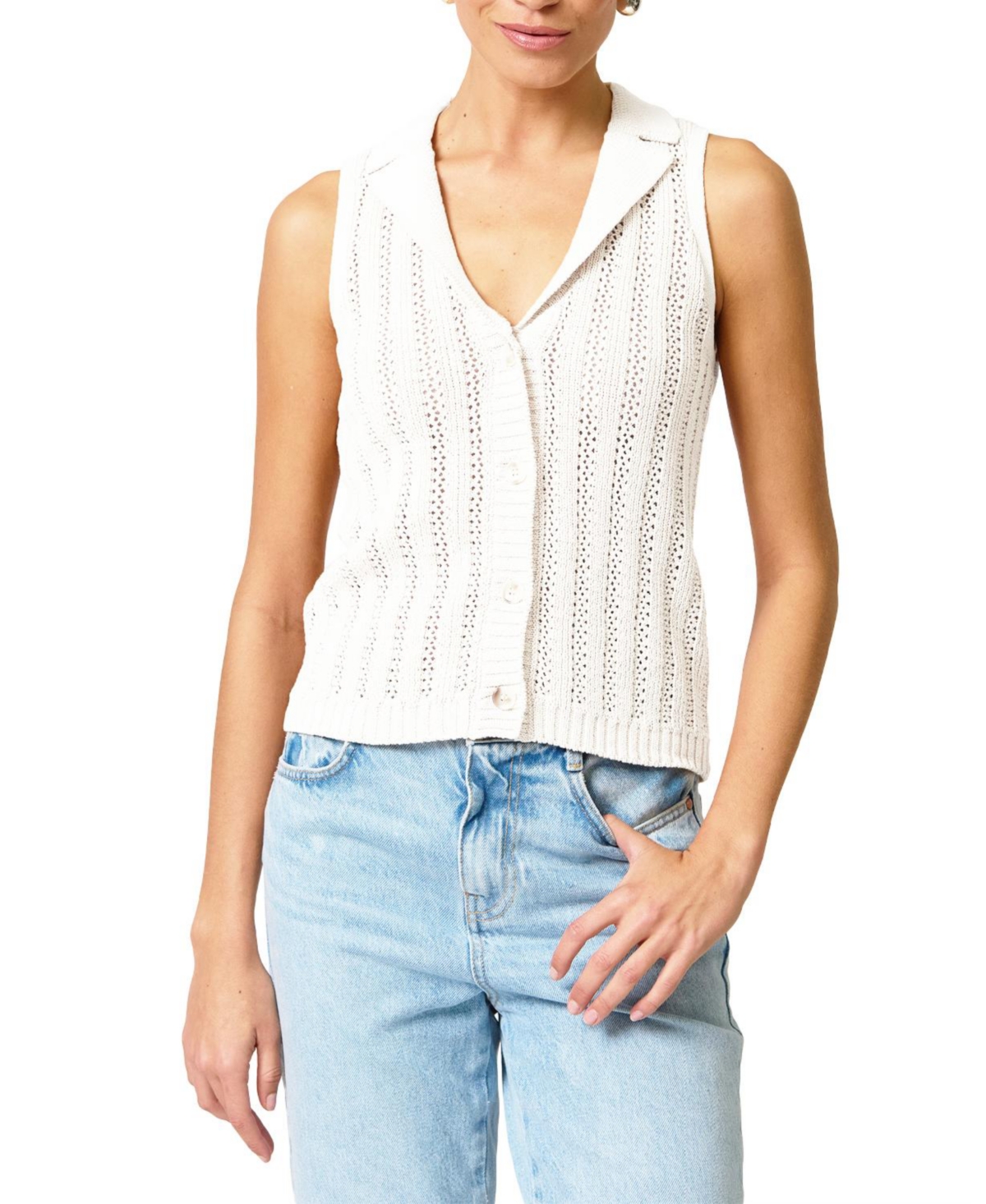 Click here for Central Park West Womens Francie Mesh Stitch Sleev... prices
