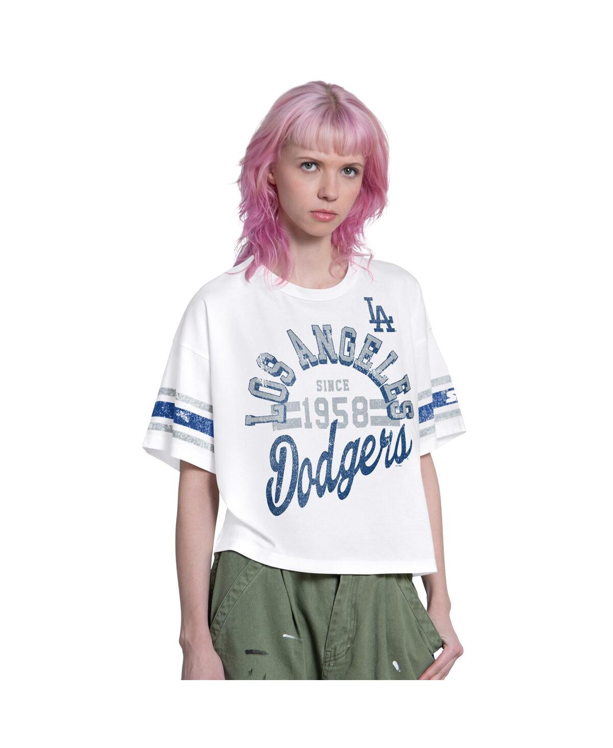 Click here for Starter Womens White Los Angeles Dodgers Cropped H... prices