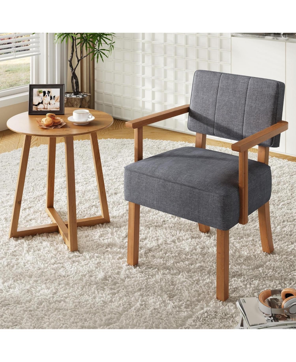 Click here for gaomon Mid-Century Accent Chair with Wood Frame Li... prices
