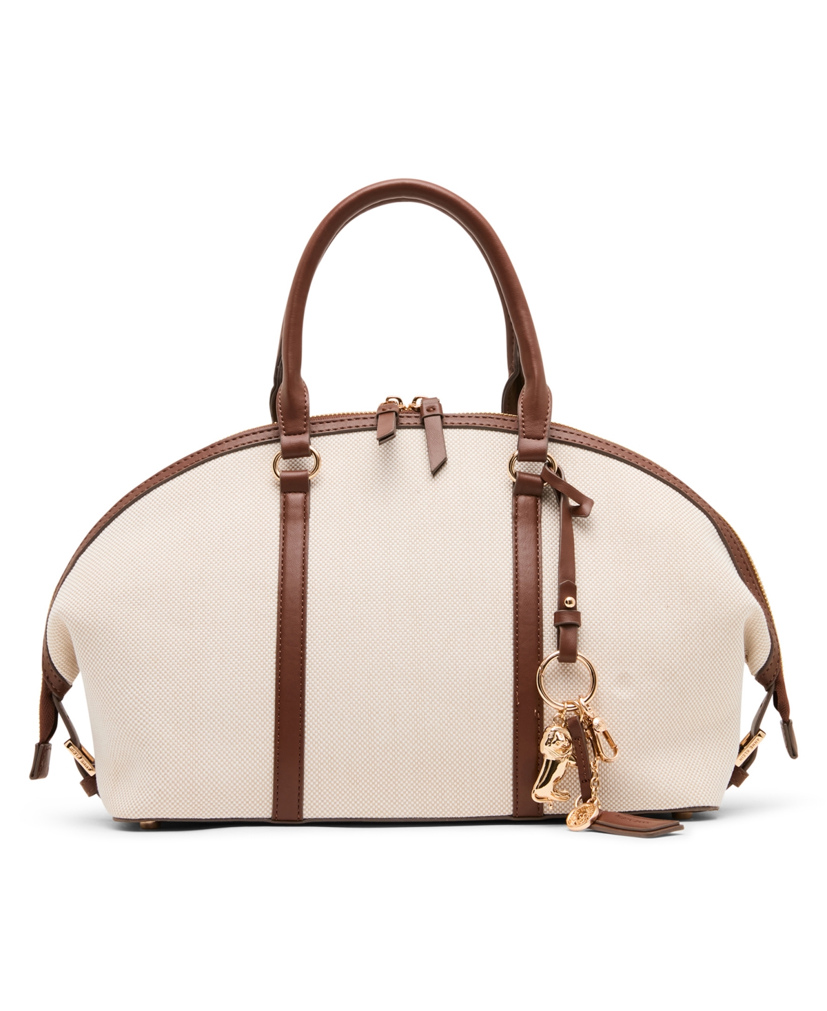 Click here for Anne Klein Bowler Medium Satchel Handbag - Brown/N... prices