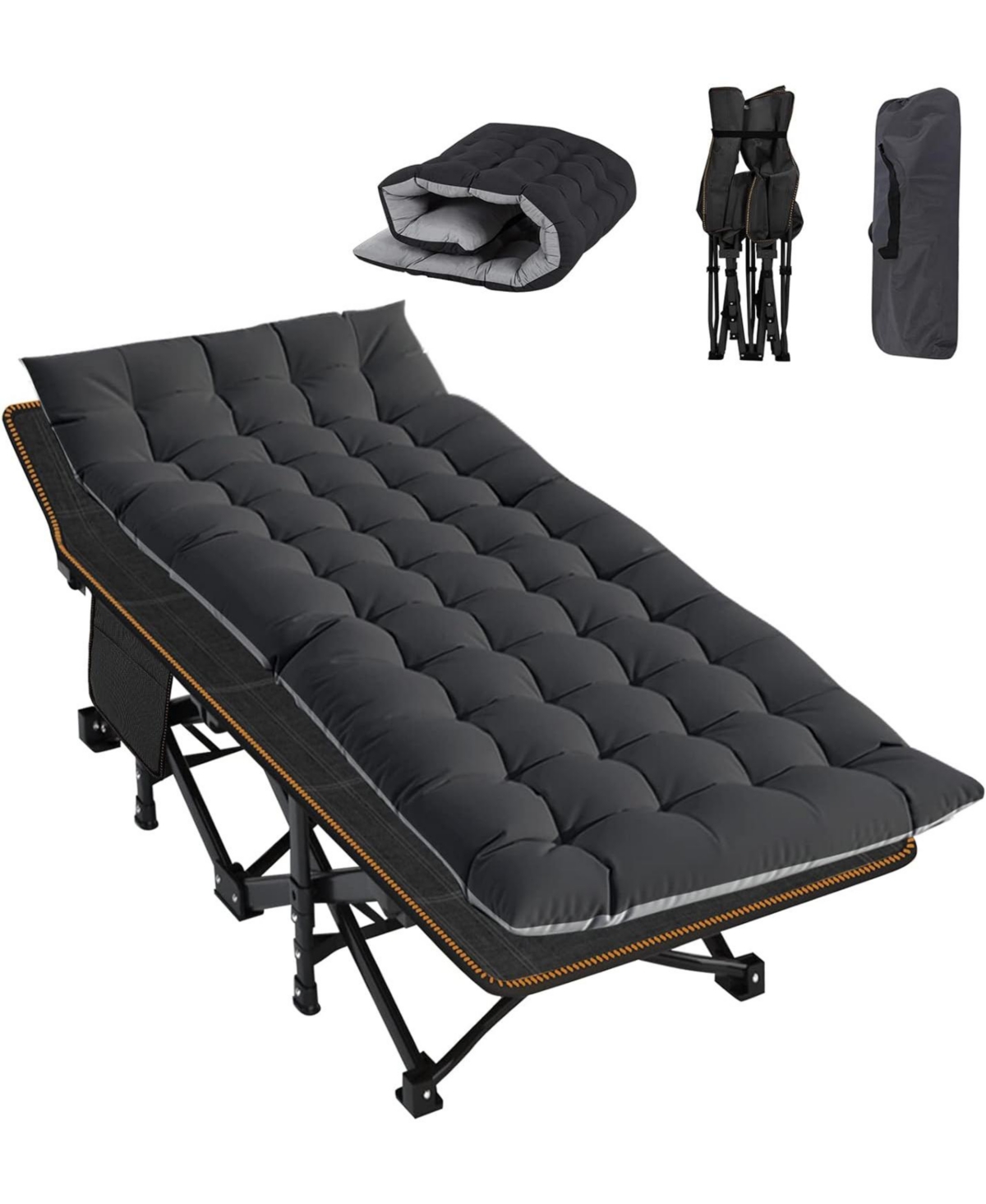 Click here for Aboron Folding Camping Cot with Mat: 75x28. Heavy... prices