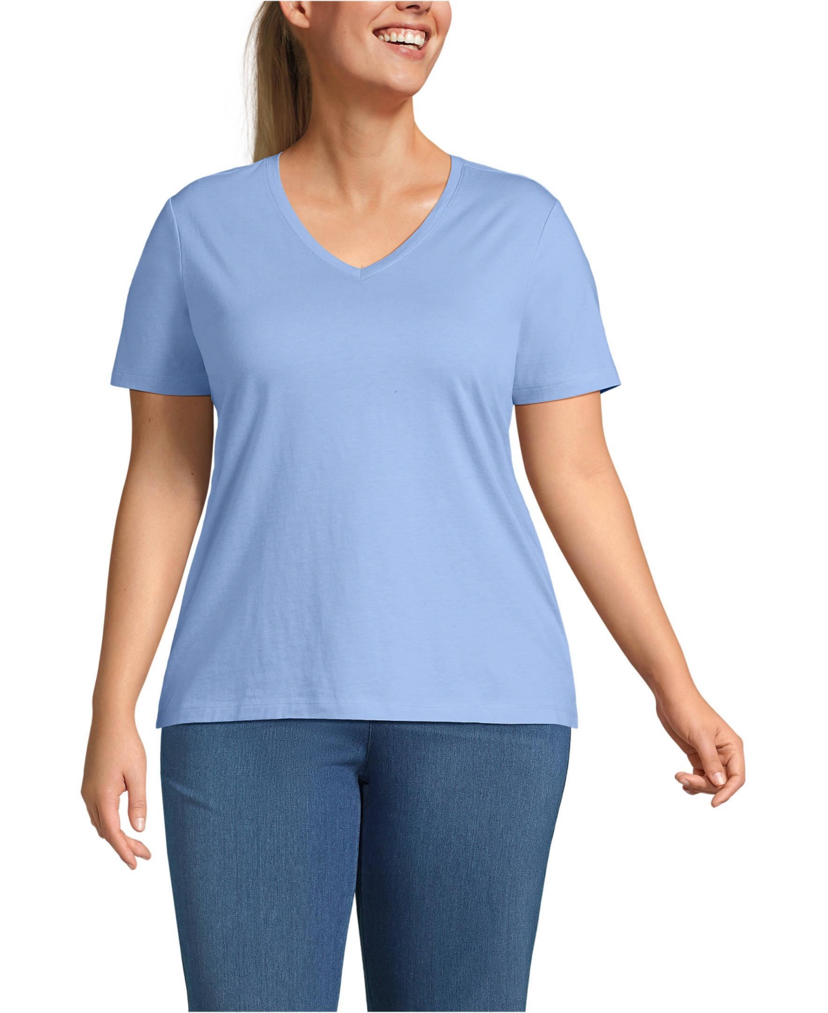 Click here for Lands End Plus Size Relaxed Supima Cotton V-Neck T... prices