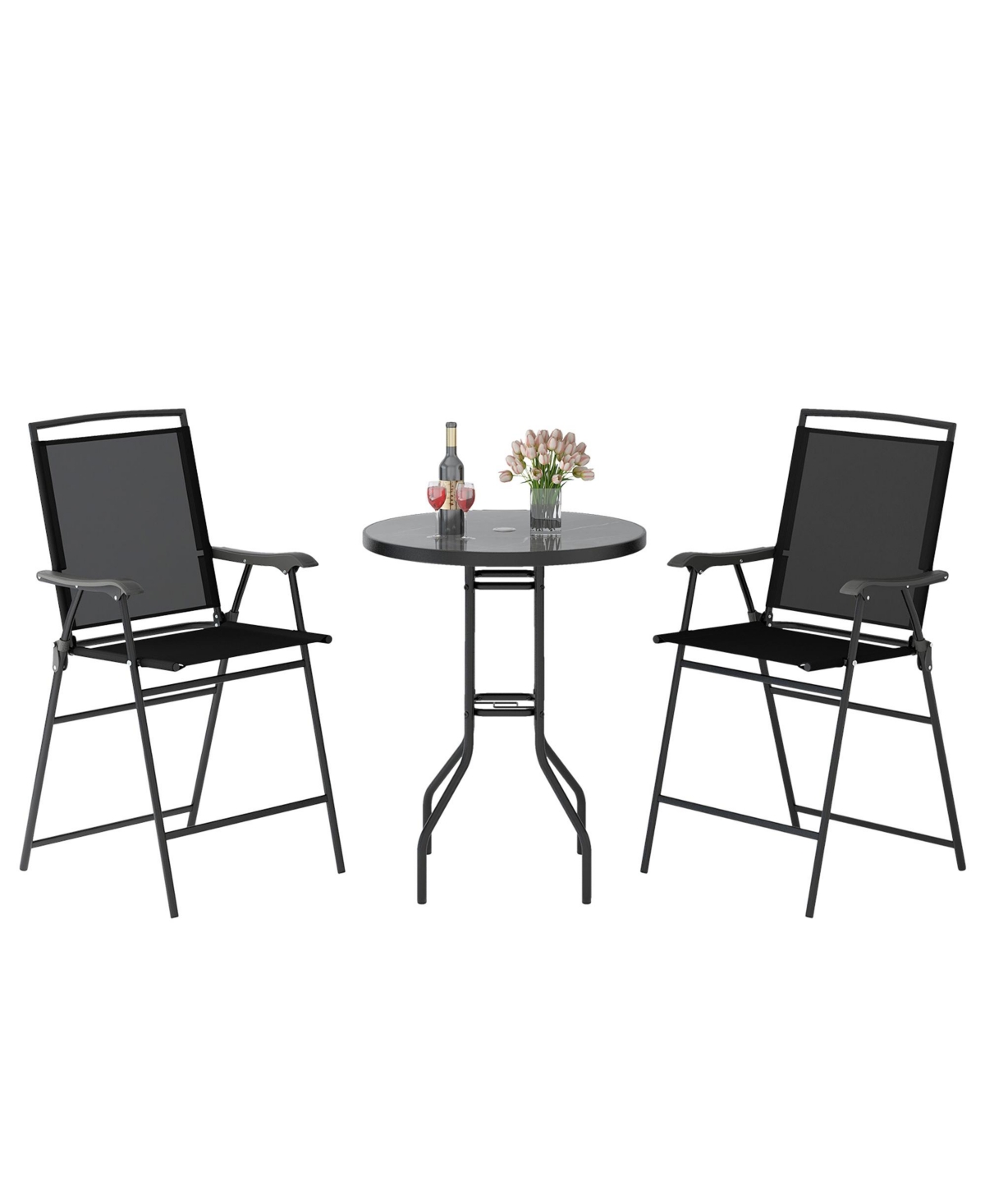 Click here for Gymax 3 Pcs Outdoor Bar Stool Set Dpc Tabletop Umb... prices