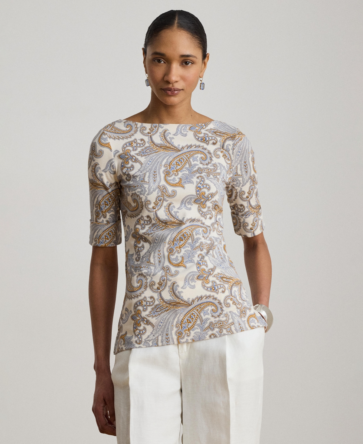 Click here for Lauren Ralph Lauren Womens Boat Neck Short-Sleeve... prices