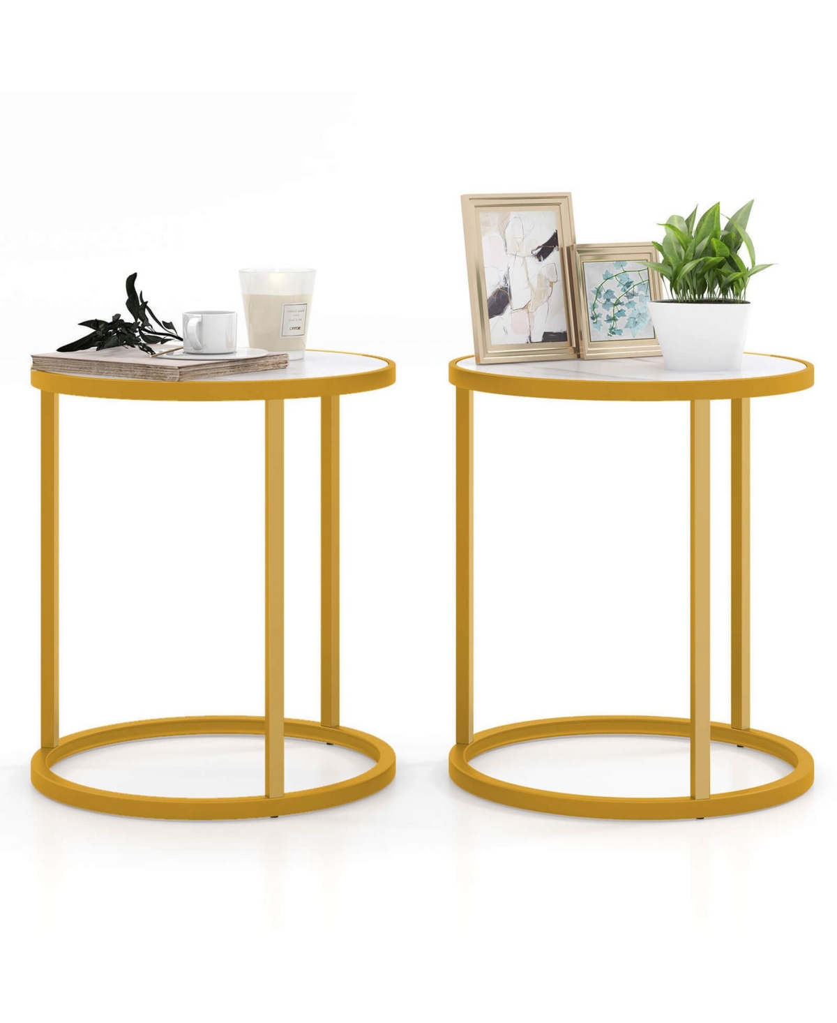 Click here for Gymax 2 pieces Sintered Stone Top Round Side Table... prices
