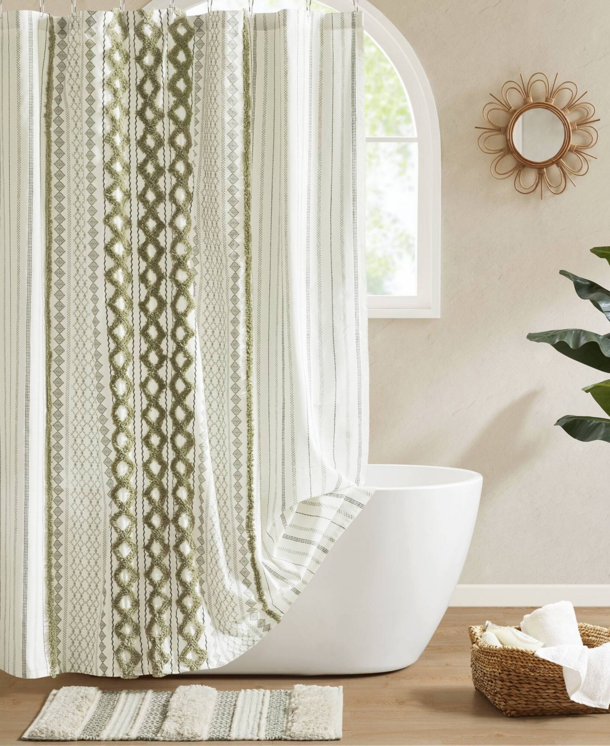 Click here for Ink+Ivy Imani Stripe Chenille Shower Curtain  72 x... prices