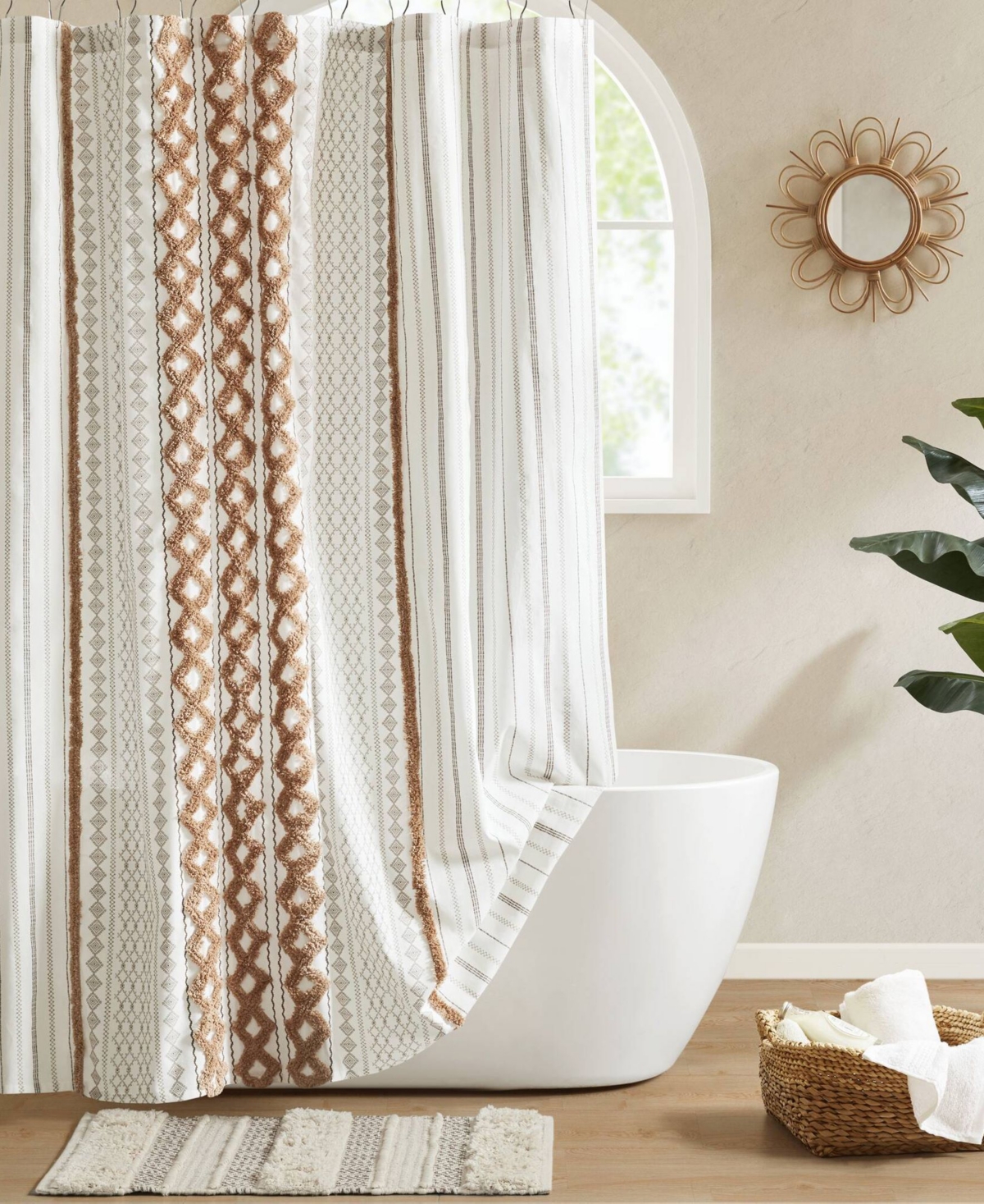 Click here for Ink+Ivy Imani Stripe Chenille Shower Curtain  72 x... prices