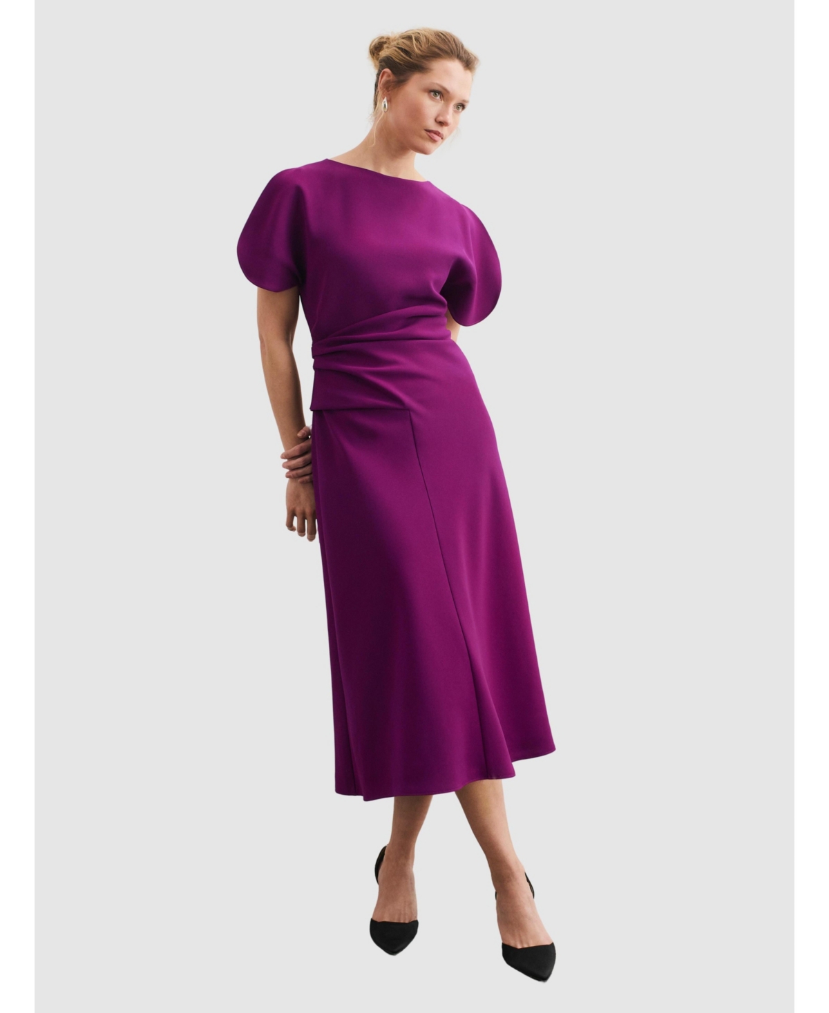 Click here for The Fold Womens Salerno Midi Dress - Purple prices