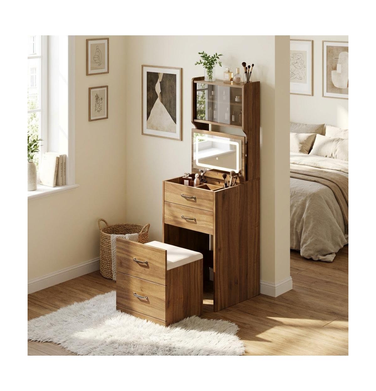 Click here for Gaomon 3-in-1 Vanity Desk with 3-Color Led Mirror... prices