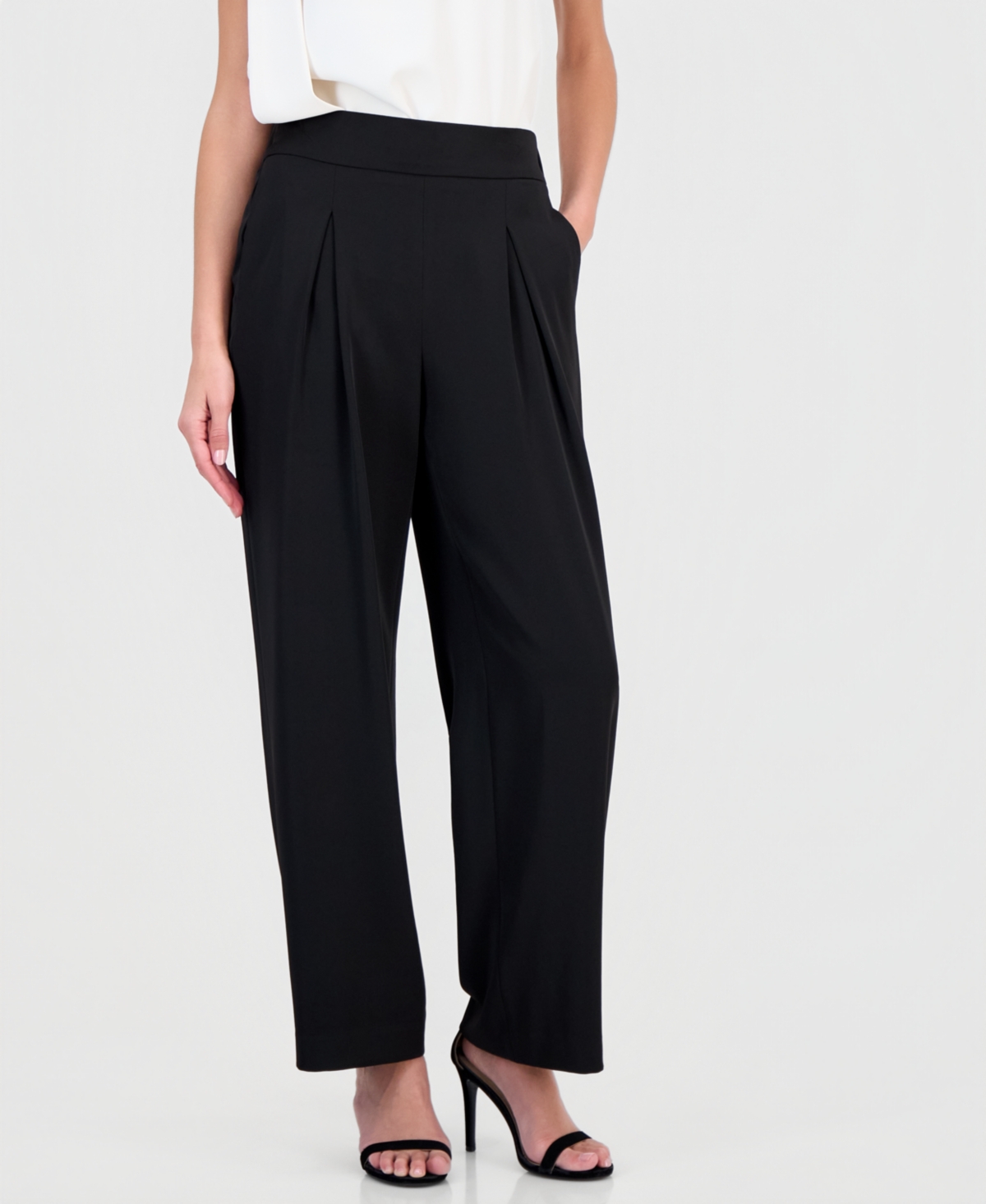 Click here for Anne Klein Womens Pull-On High-Rise Pleated Pants... prices