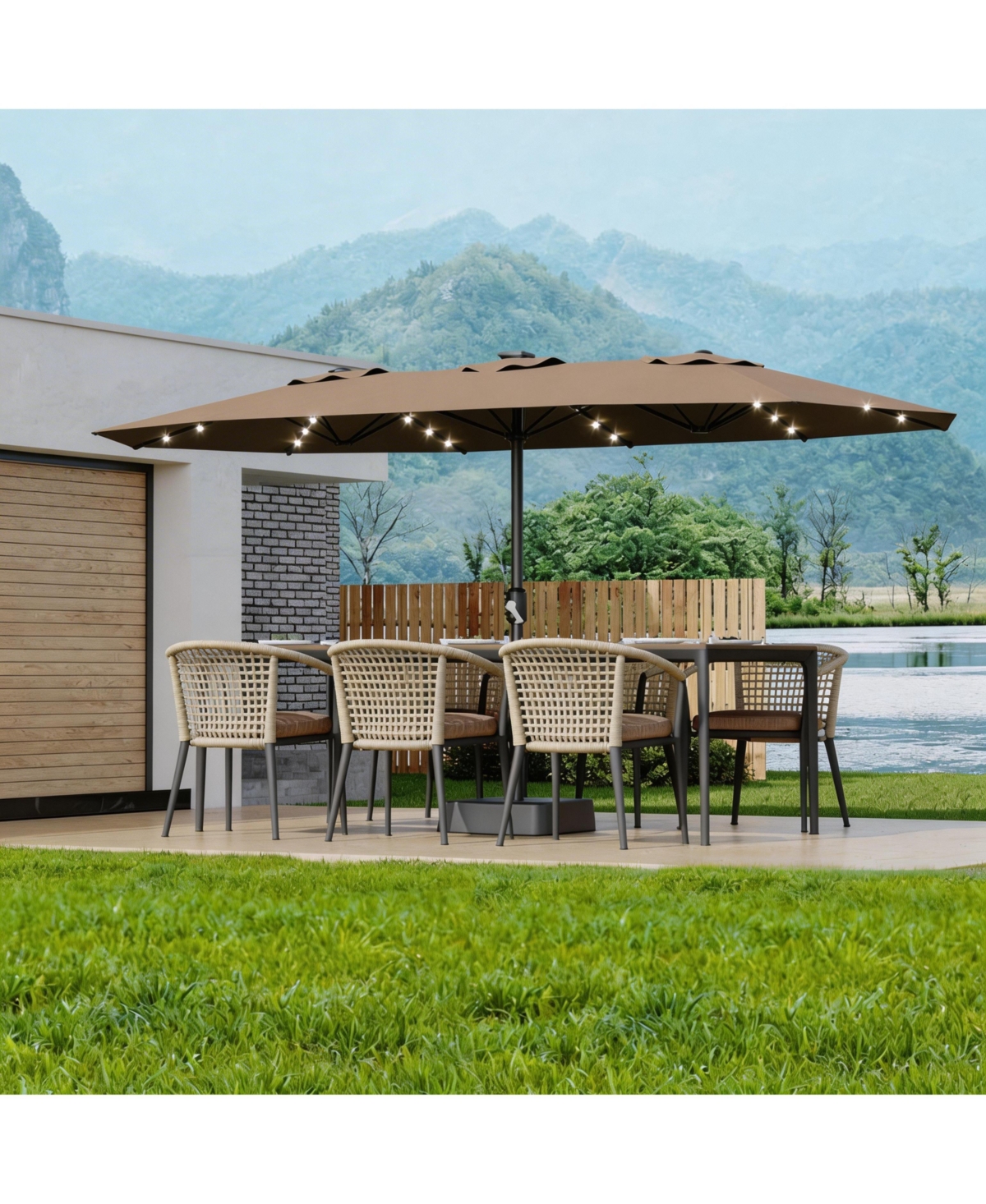 Click here for homfan 15FT Double-Sided Patio Umbrella with Solar... prices