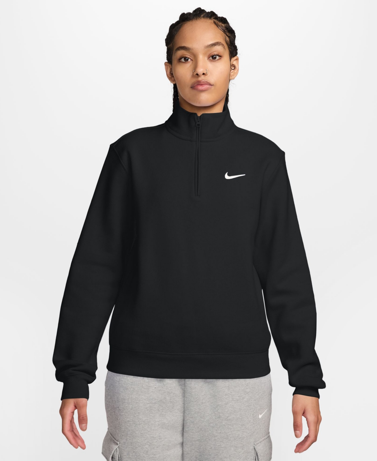 Click here for Nike Studio Fleece Womens 1/4-Zip Top - Total Blac... prices