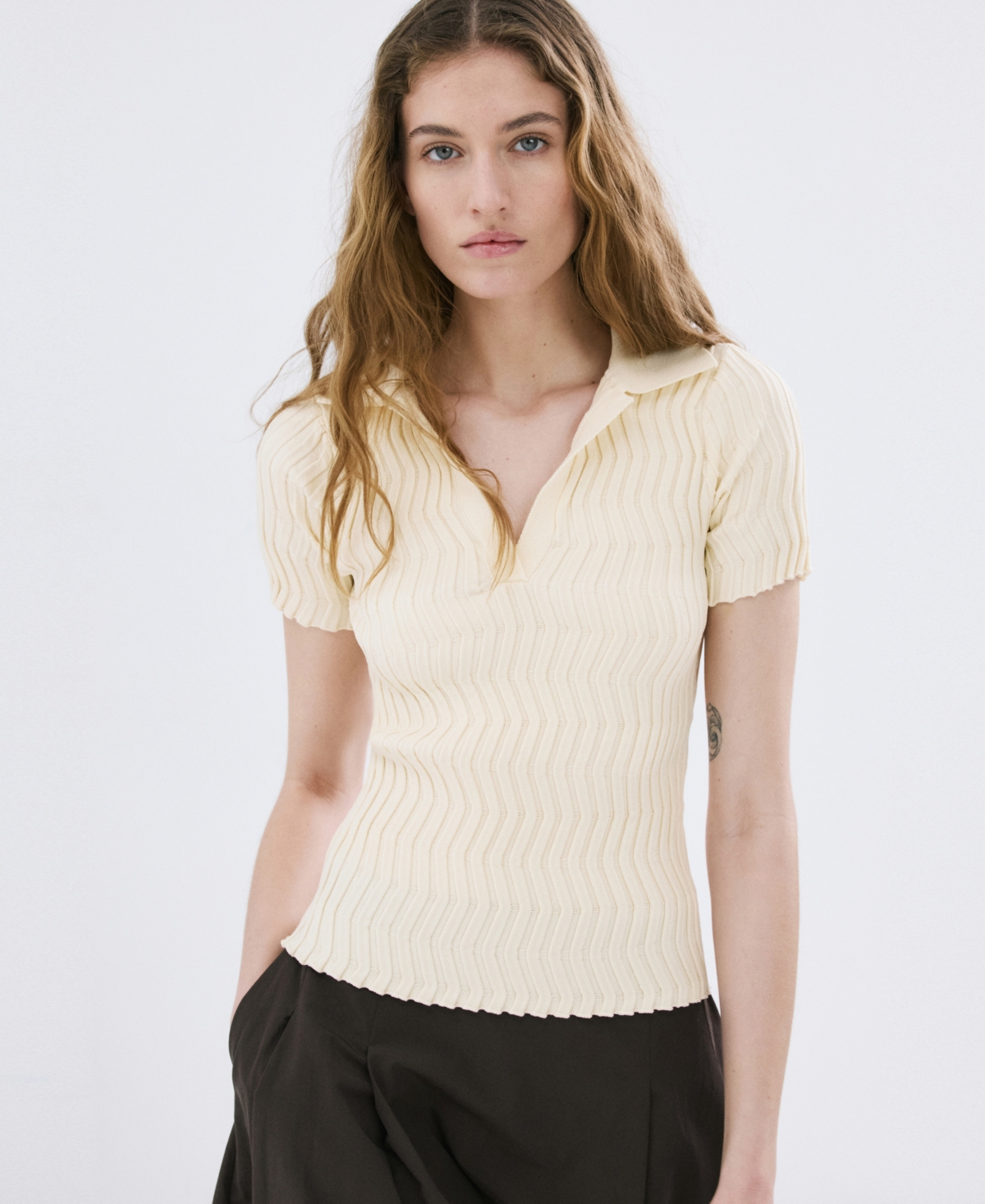 Click here for Mango Womens Knitted Polo-Neck Sweater - Ecru prices
