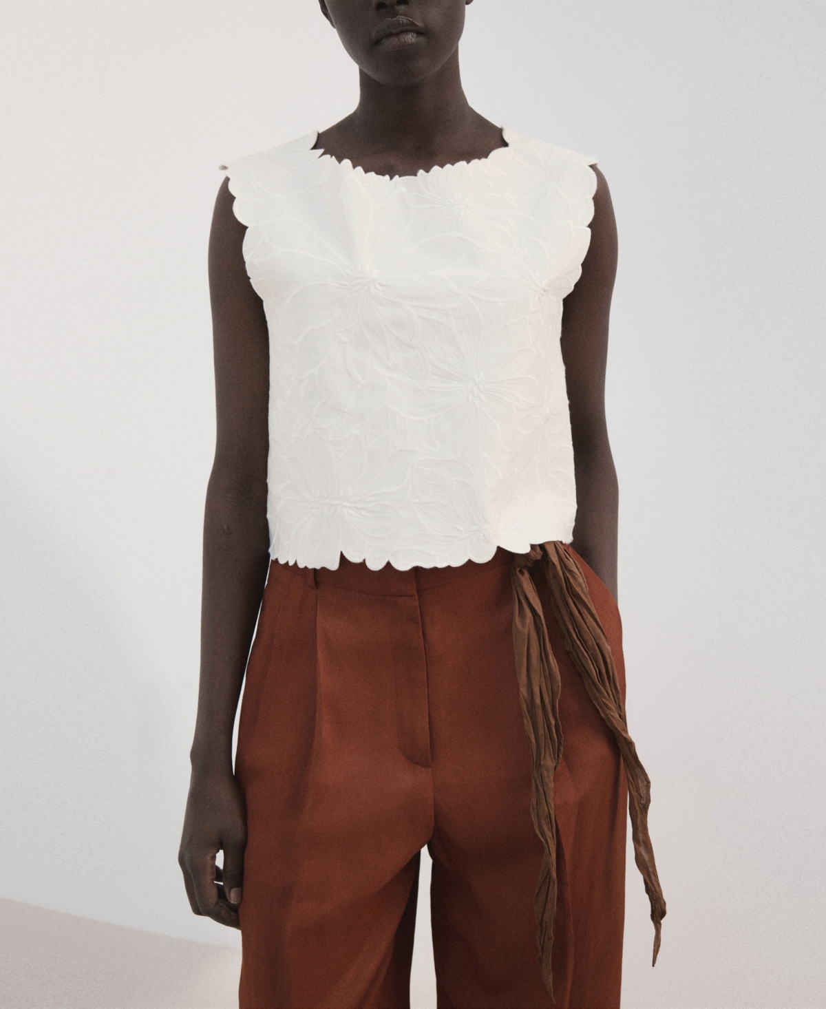 Click here for Mango Womens Embroidered Flower Top - Off White prices