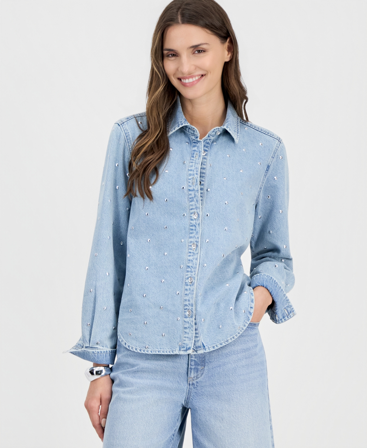 Click here for I.n.c. International Concepts Womens Studded Denim... prices