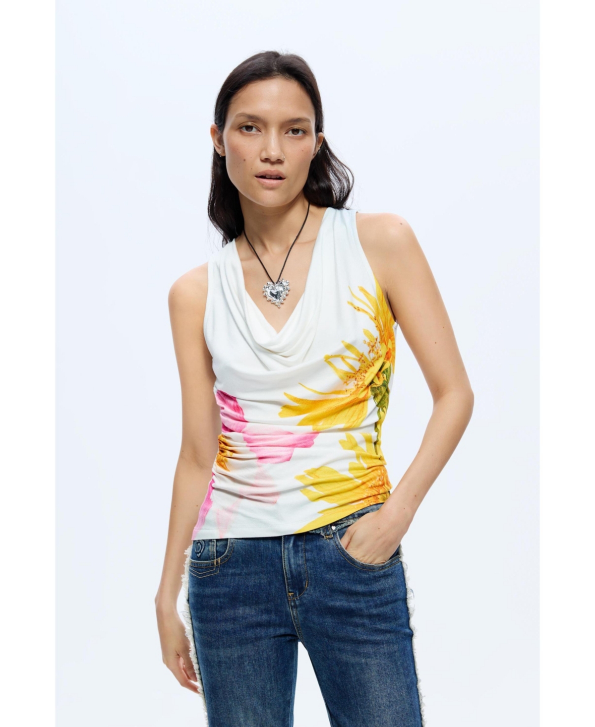 Click here for Desigual Womens Printed sleeveless t-shirt - Multi prices