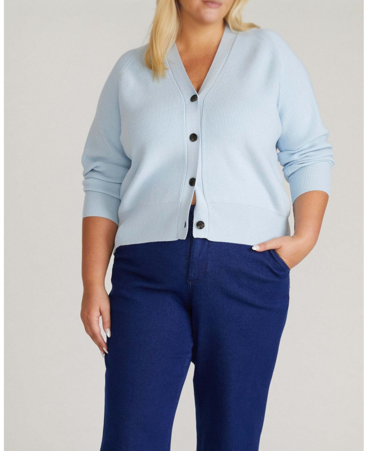 Universal Standard Plus Size Better-Than-Wool Cardigan Sweaters - Silver blue