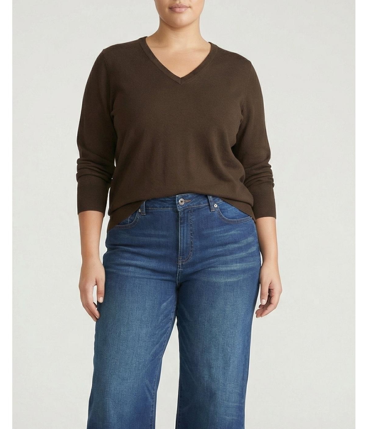 Click here for Universal Standard Plus Size Savvy Fine Knit V Swe... prices