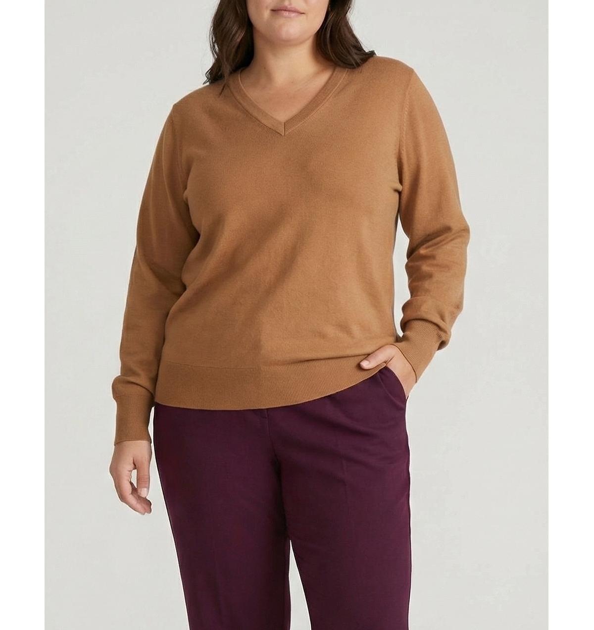Click here for Universal Standard Plus Size Savvy Fine Knit V Swe... prices