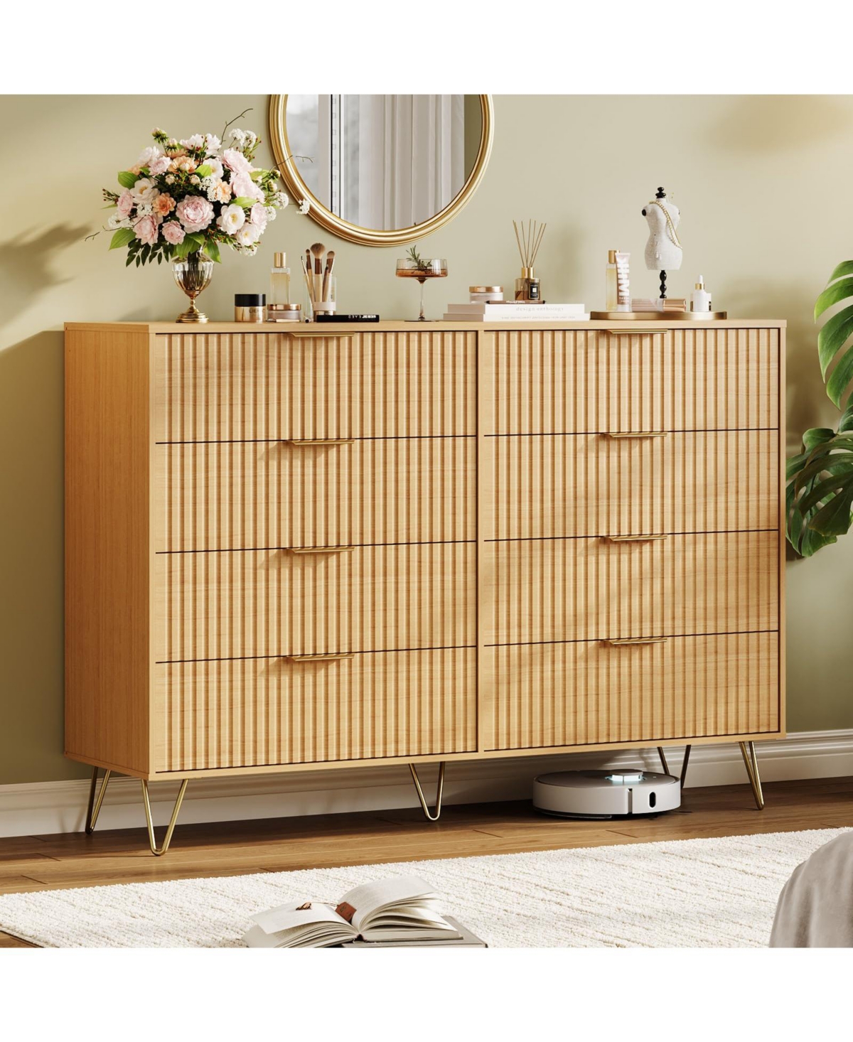 Click here for gaomon Fluted 8 Drawer Dresser for Bedroom  55 Wid... prices