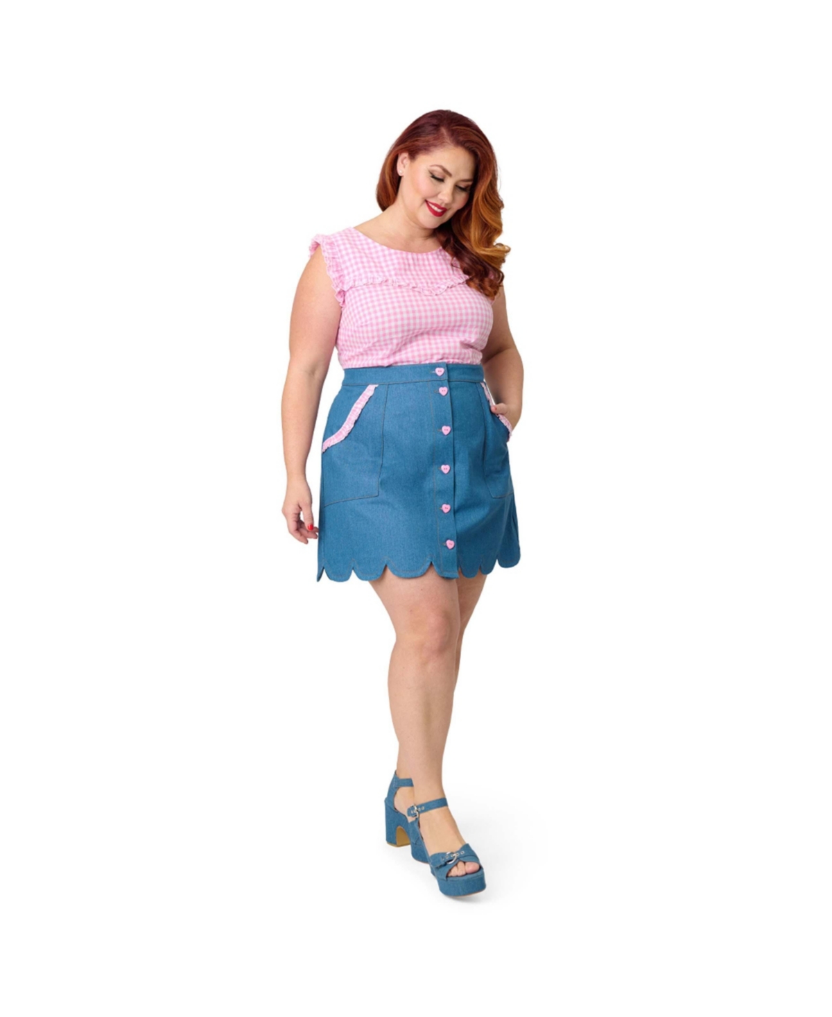 Click here for Unique Vintage Plus Size Scallop Hem Mini Skirt -... prices