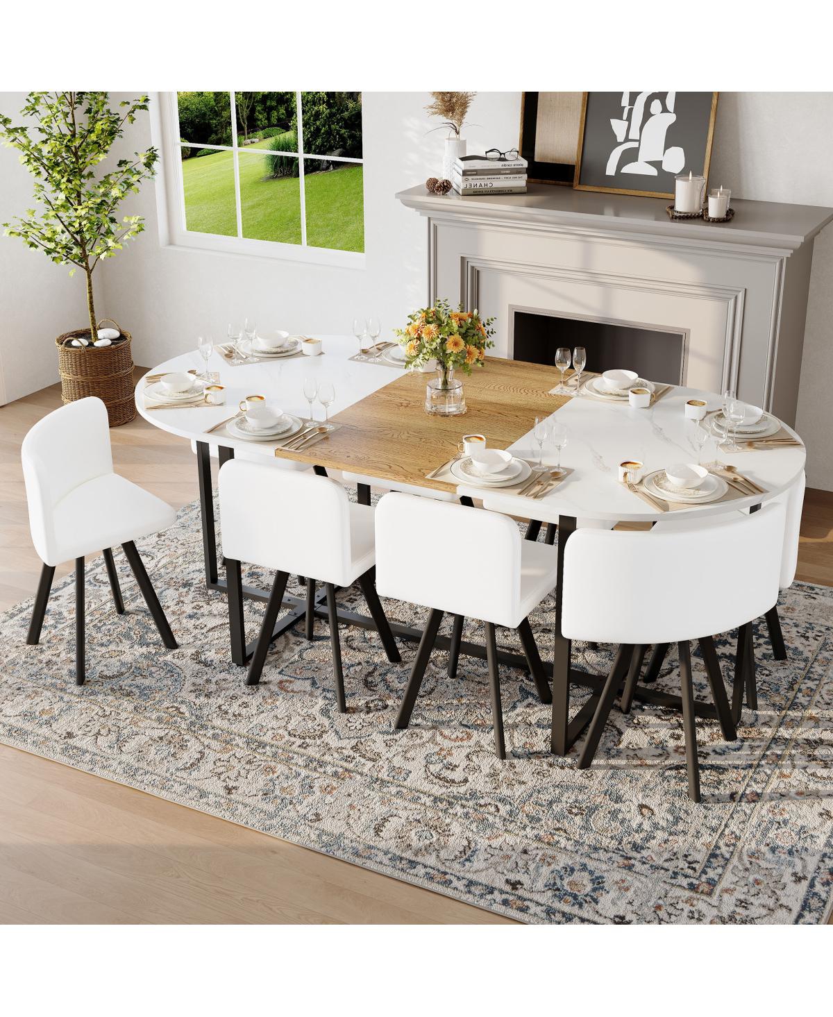Click here for Streamdale Furniture 8-Seat Faux Marble Dining Set... prices