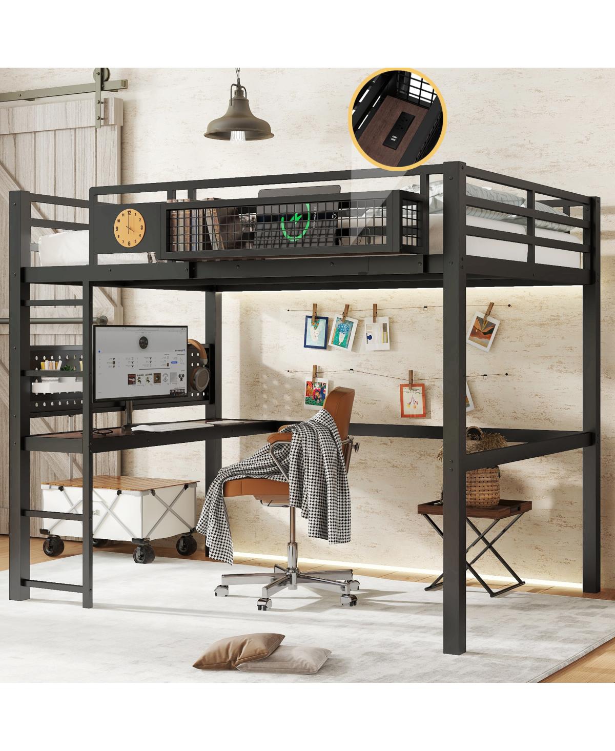 Click here for Streamdale Furniture Metal Loft Bed with Desk  Sto... prices