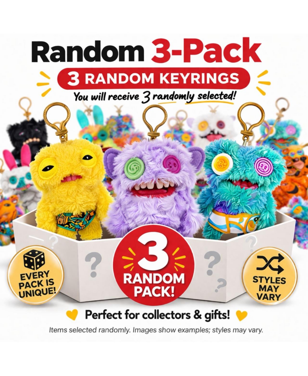 Click here for Fuggler Set of 3 Zuru Fuggler Keyring 5 Inch Plush... prices