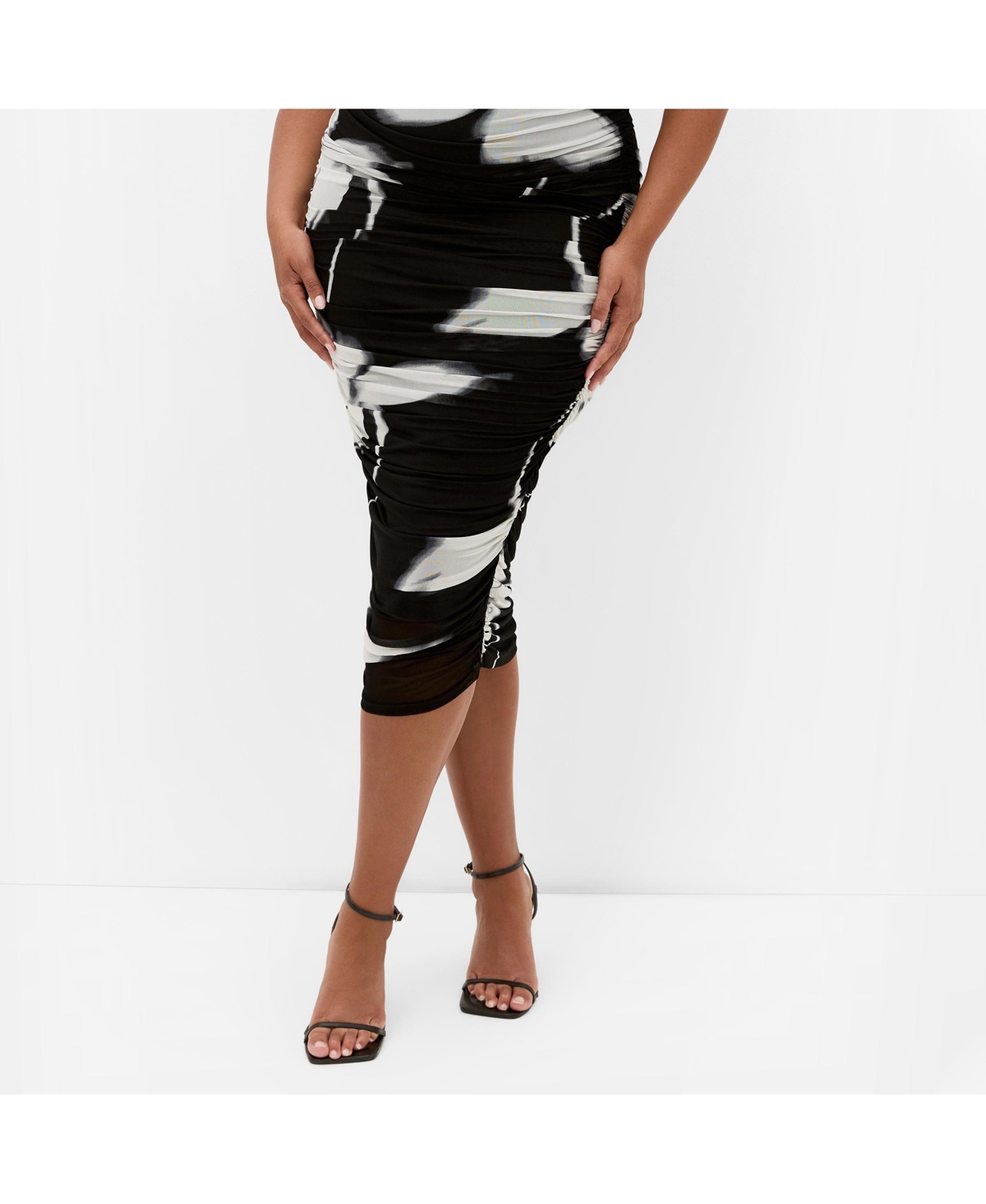 Click here for City Chic Womens Dana Blur Print Mesh Skirt - Blac... prices