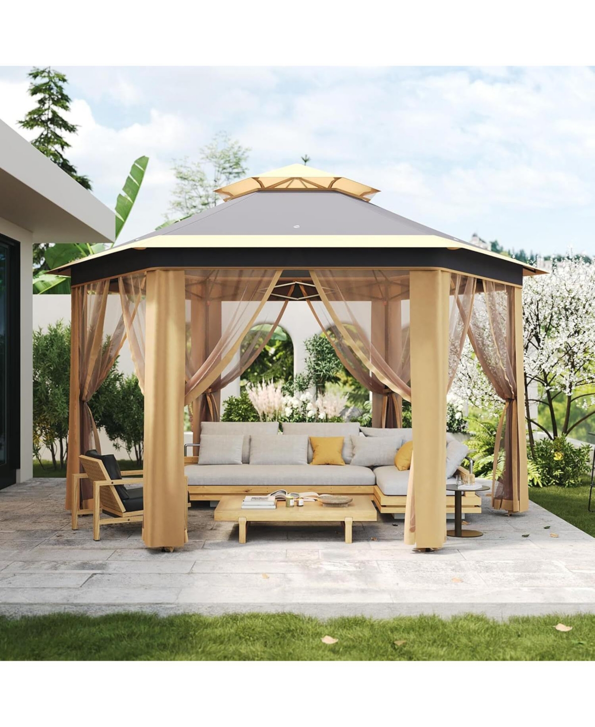 Click here for gaomon Hexagonal Pop Up Gazebo Canopy Shelter for... prices