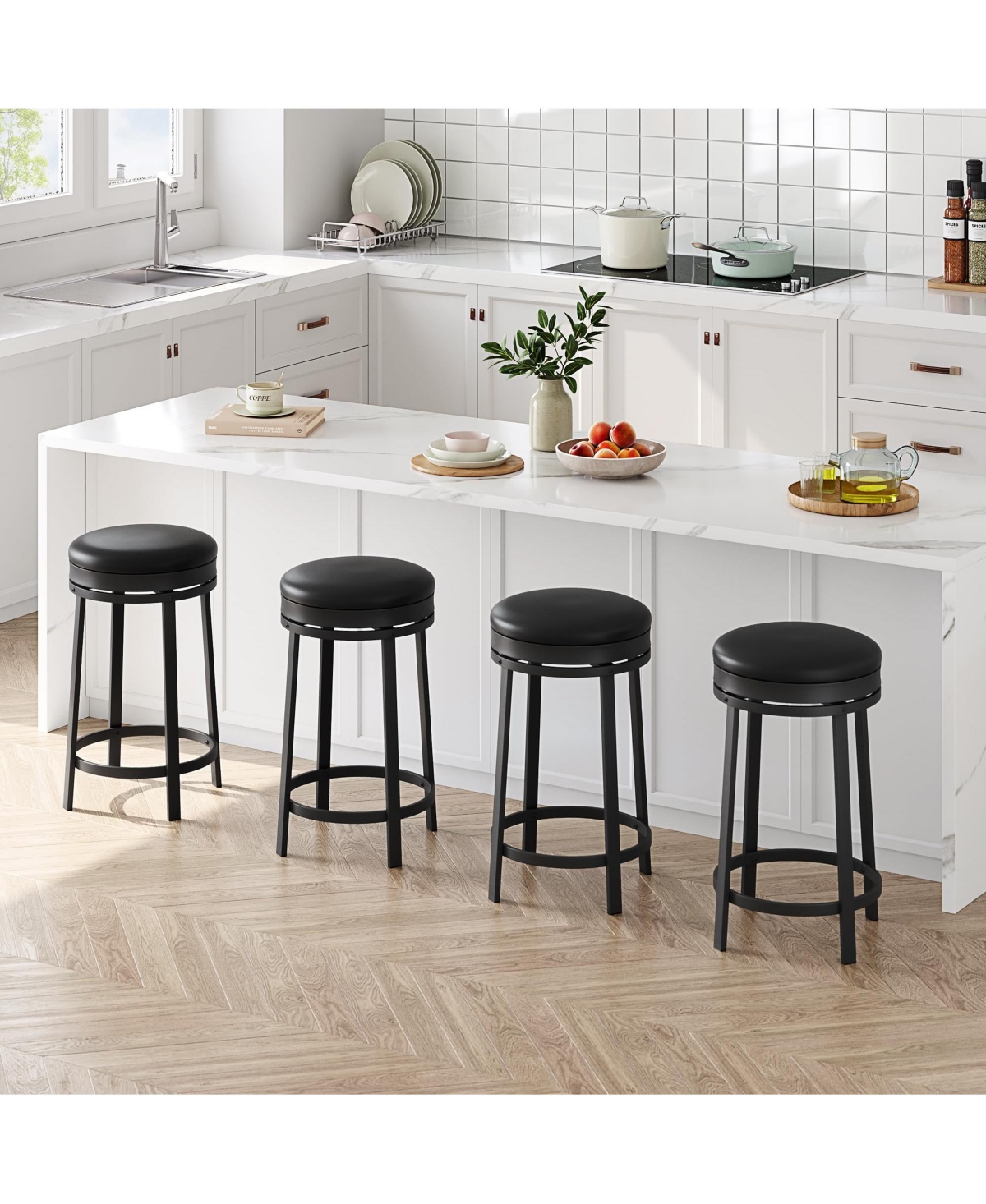Click here for homfan 4 Pack 24 Inch Swivel Counter Height Bar St... prices