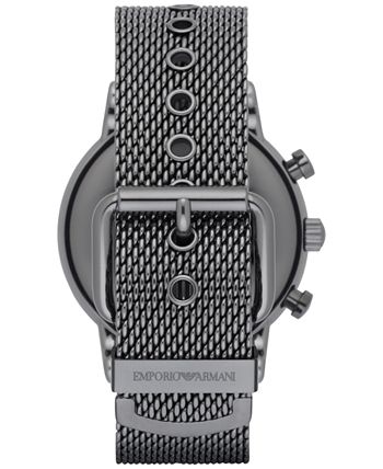Emporio Armani Men's Chronograph Gunmetal Stainless Steel Mesh Bracelet ...