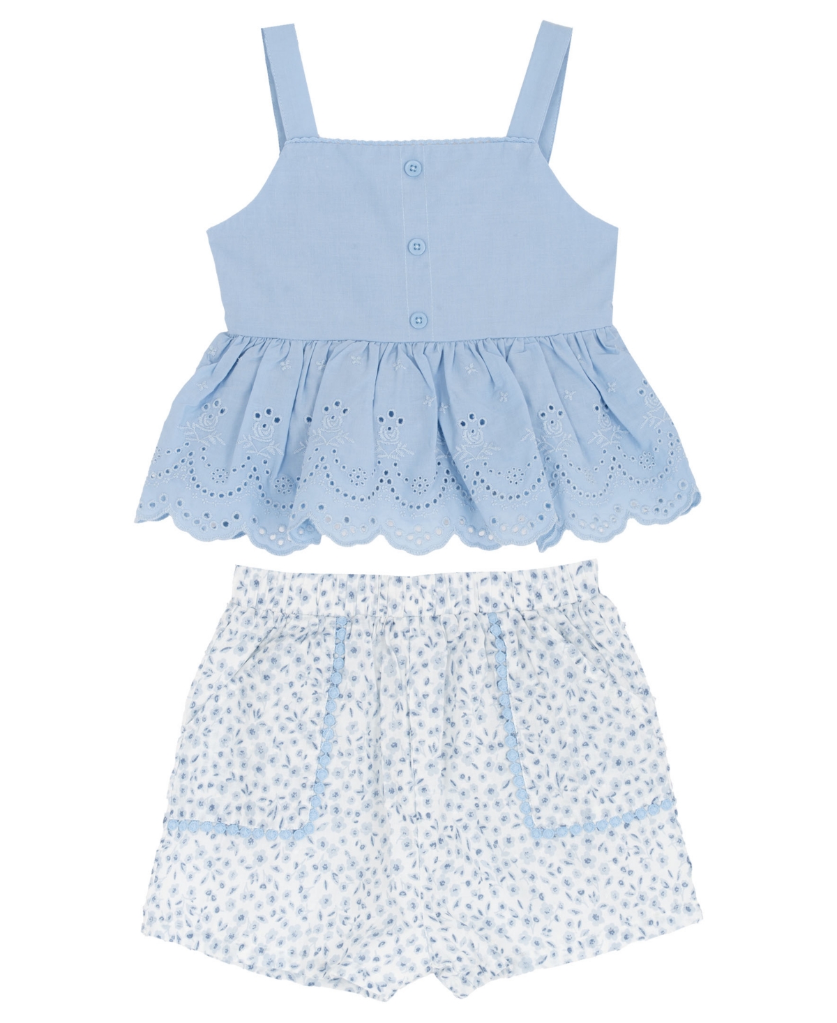 Click here for Rare Editions Girls 2T-6X Eyelet Ruffle Tank and P... prices