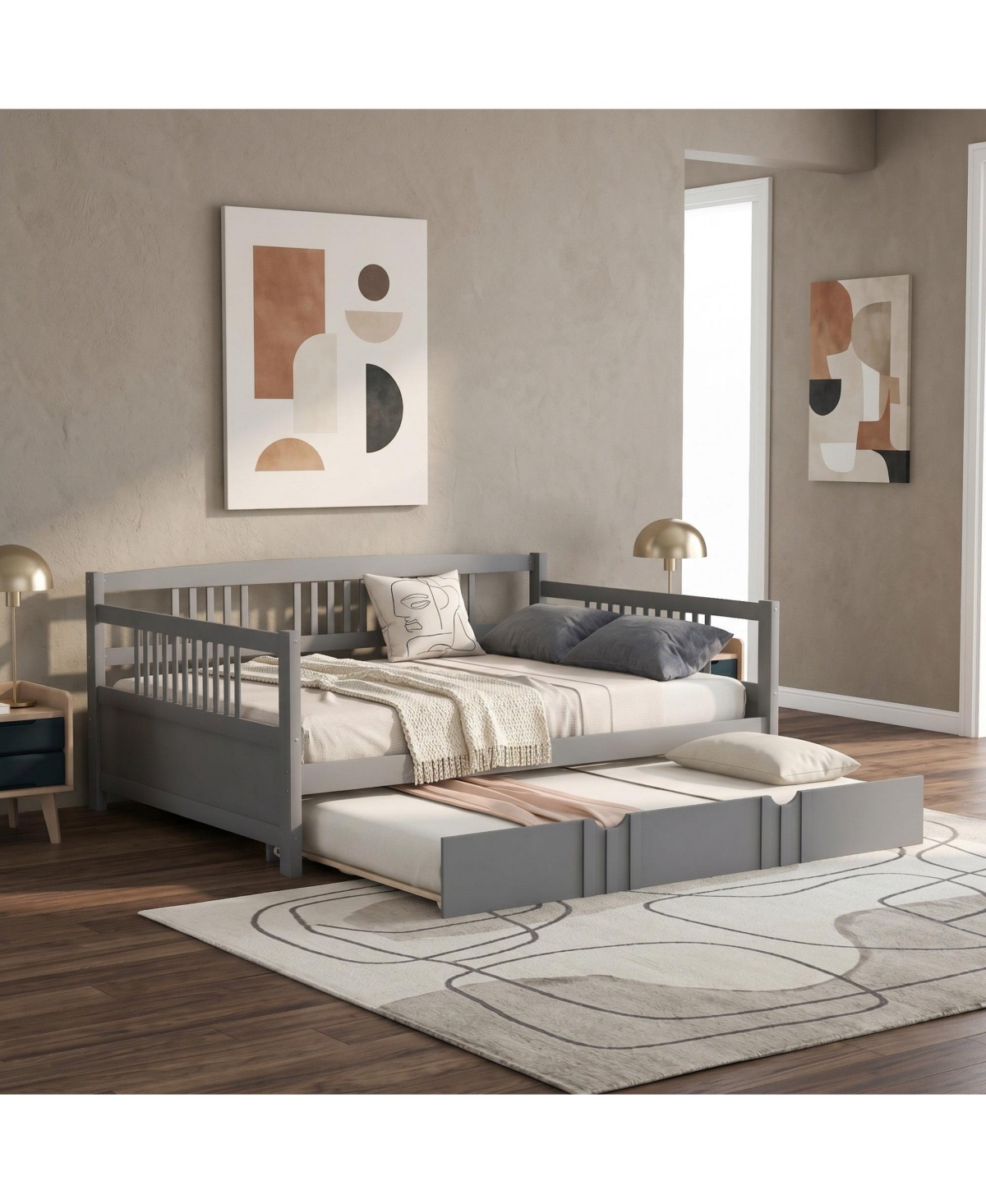 Click here for Sailvan Full Size Daybed Wood Bed with Twin Size T... prices