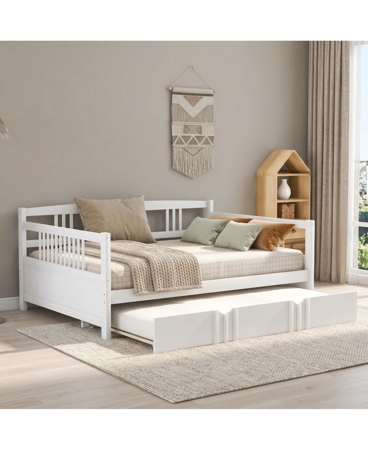 Click here for Sailvan Full Size Daybed Wood Bed with Twin Size T... prices