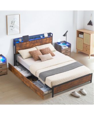 Click here for Homfan Led Platform Bed Frame With Storage Headboa... prices