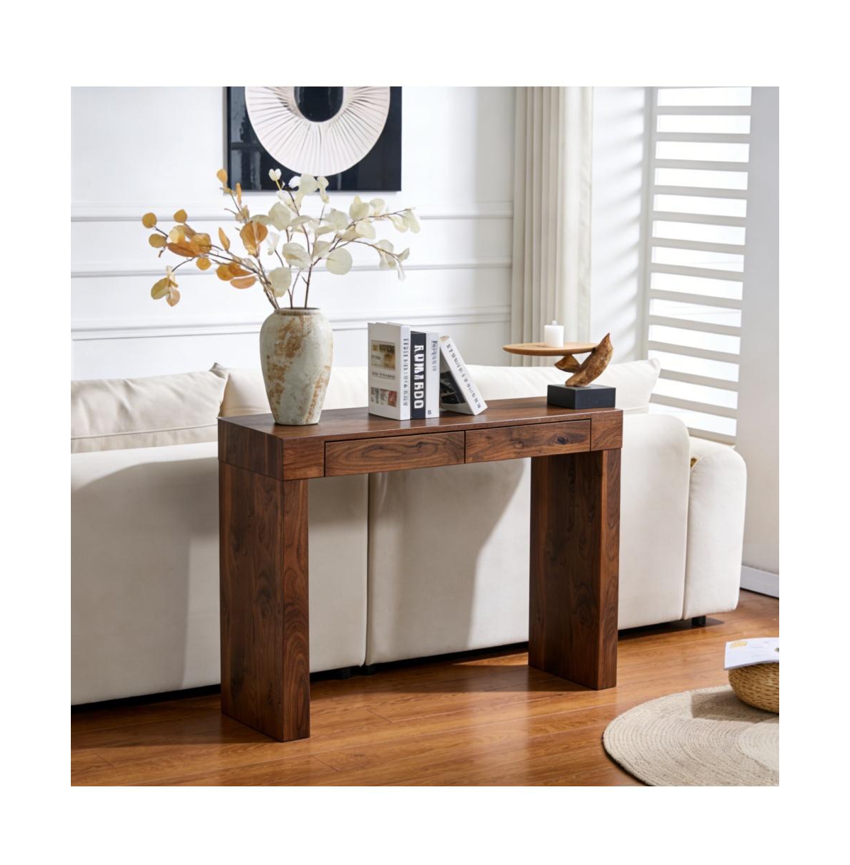 Click here for flynama 50 Walnut Wood Grain Bar Table with 2 Draw... prices
