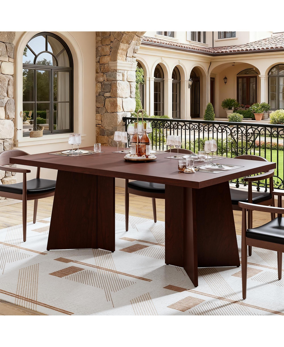 Click here for homfan 63 In Farmhouse Dining Table for 4-6  Recta... prices