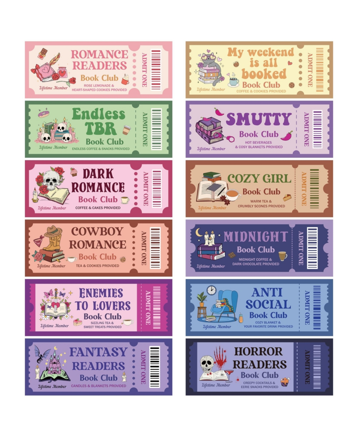 Click here for Gnuadz Funny Book Club Ticket Bookmarks Bookish Gi... prices