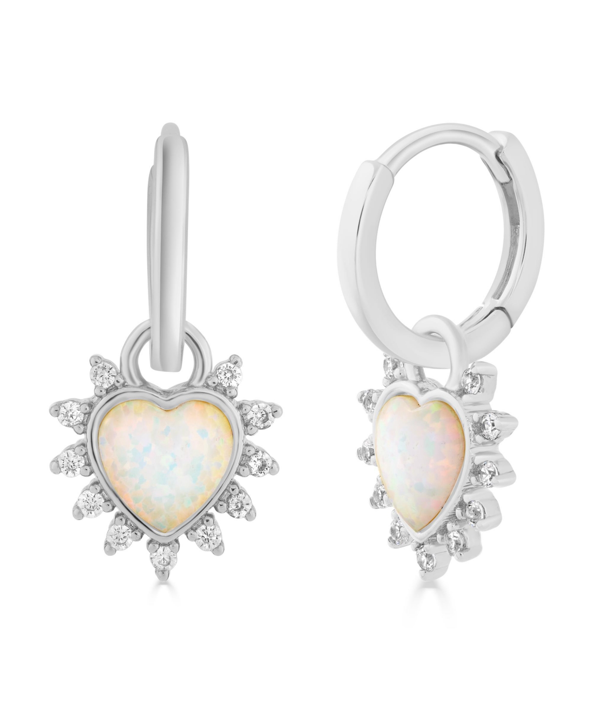 Click here for Simona Elegant White Opal Halo Heart Cz Charm Hoop... prices