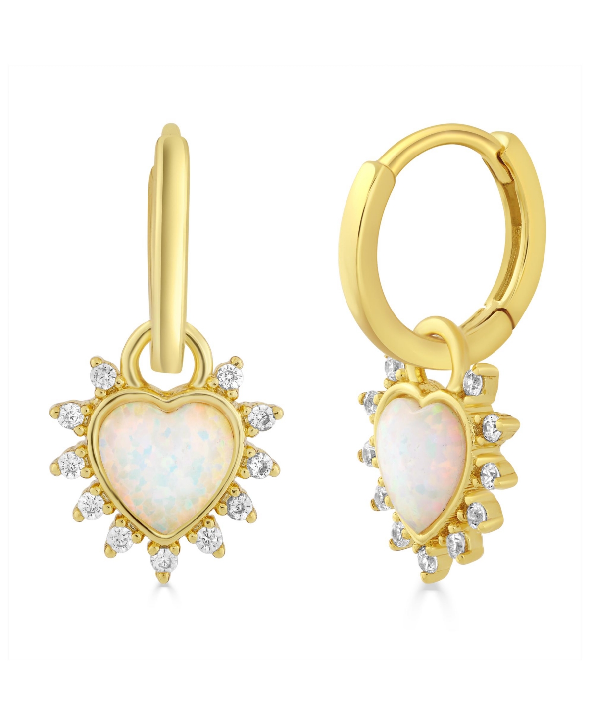 Click here for Simona Elegant White Opal Halo Heart Cz Charm Hoop... prices