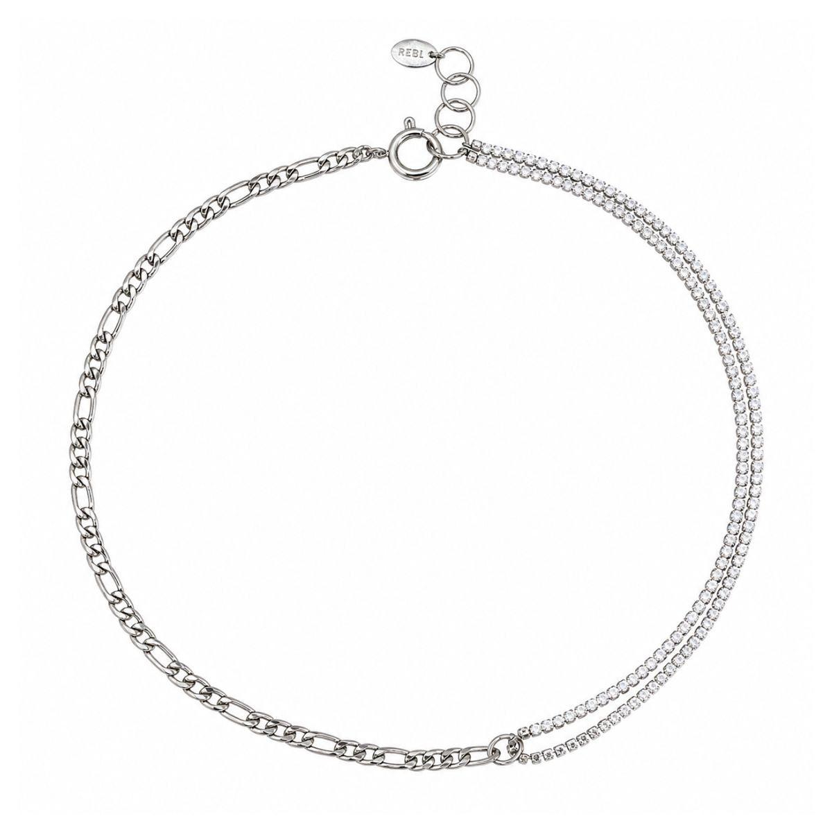 Click here for Rebl Jewelry Silver Cz Chain Necklace - Silver prices