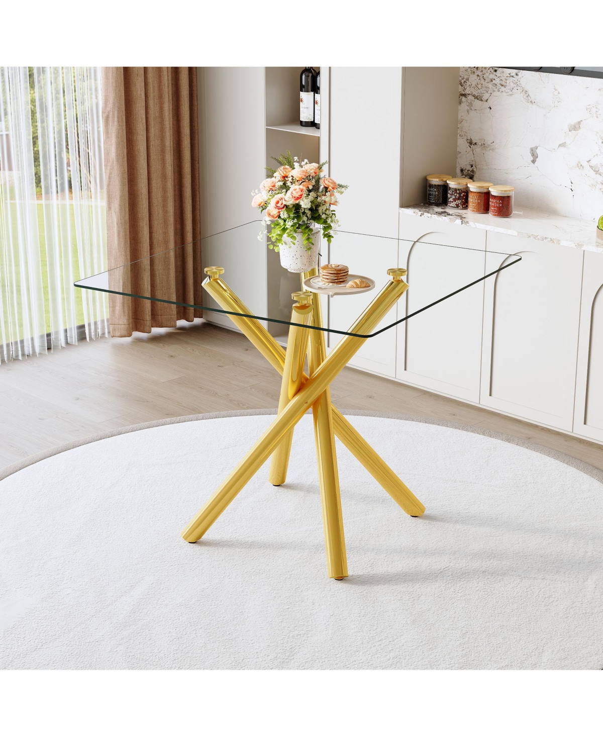 Click here for flynama Modern Gold Cross-Leg Bar Table with Tempe... prices