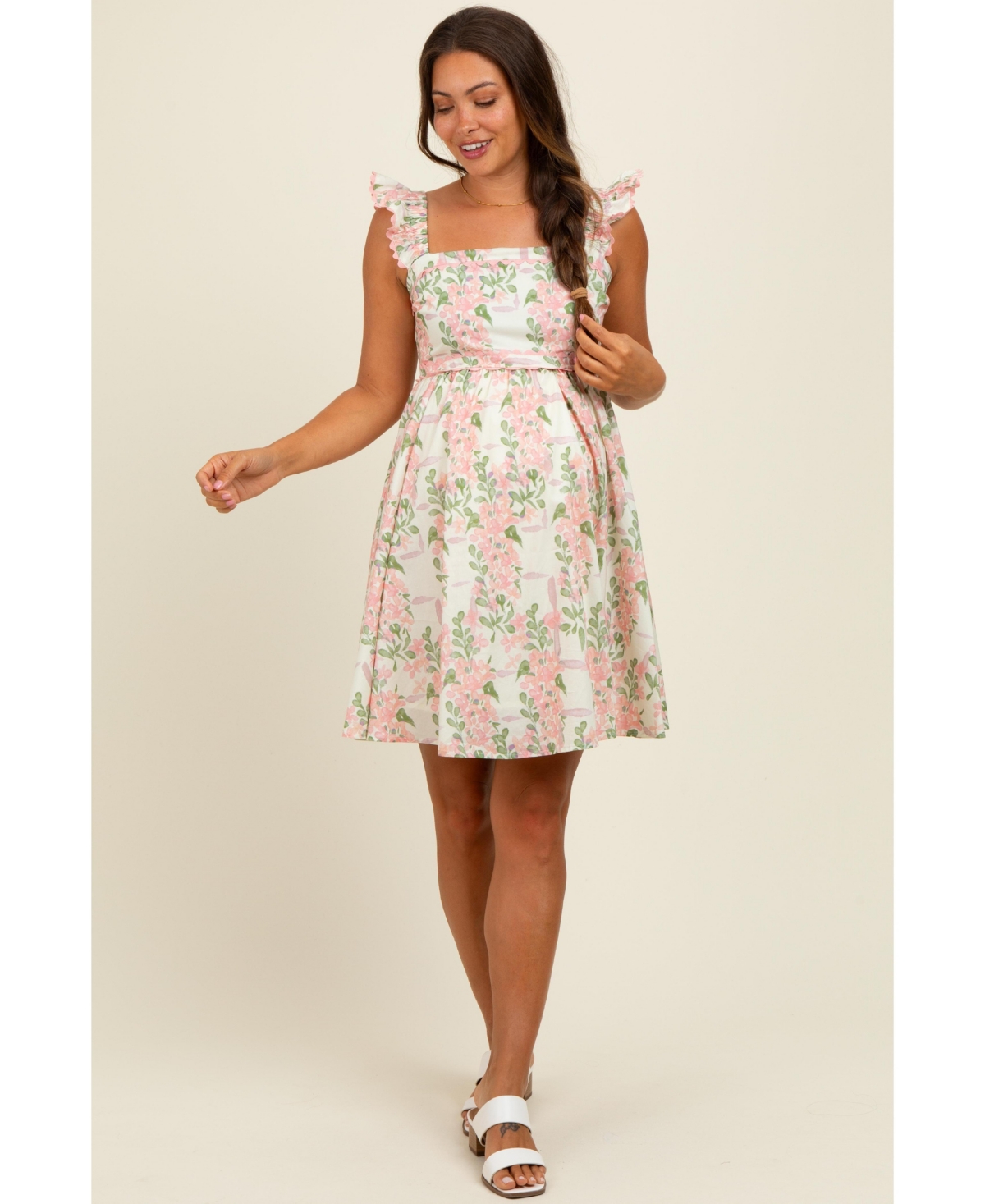 Click here for Pinkblush Maternity Pink Floral Print Smocked Back... prices