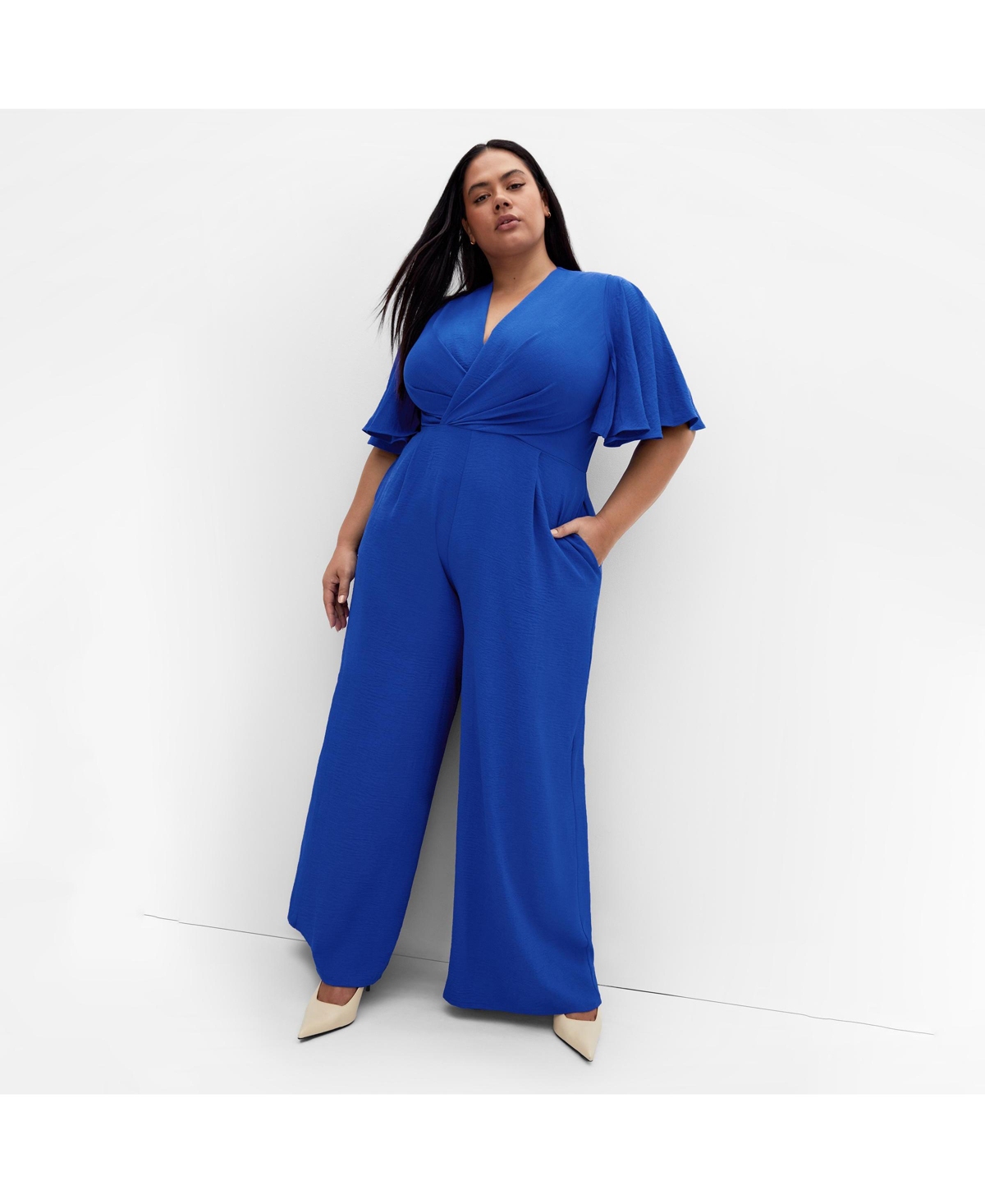 Click here for City Chic Womens Braelynn V Neck Jumpsuit - Cerule... prices