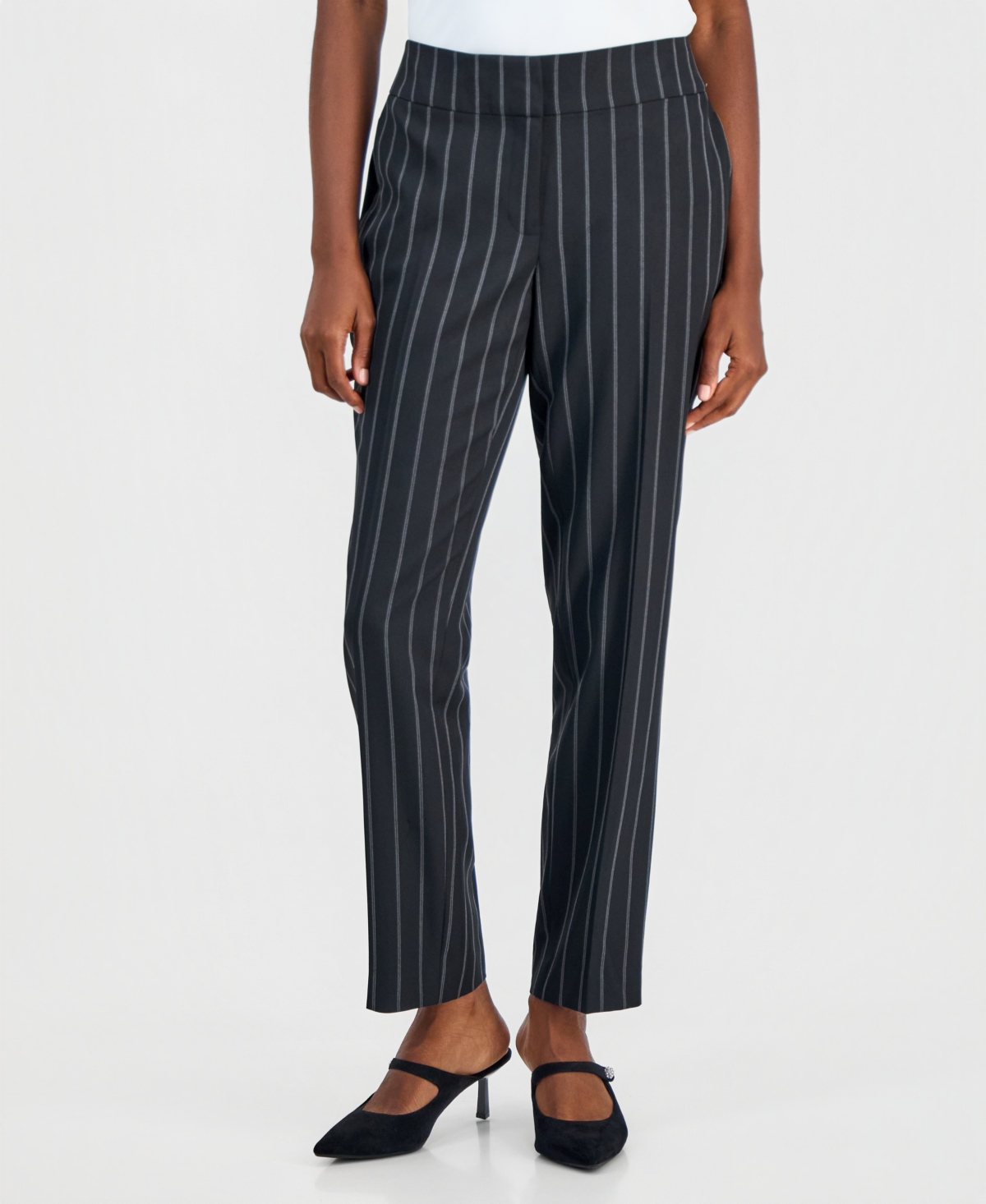 Click here for Kasper Womens Ava Straight-Leg Pinstripe Pants - B... prices