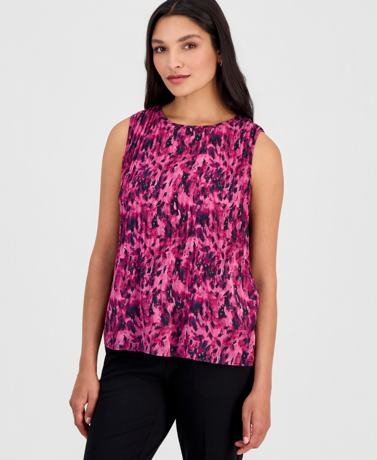 Click here for asper Womens Printed Crewneck Sleeveless Pleated B... prices