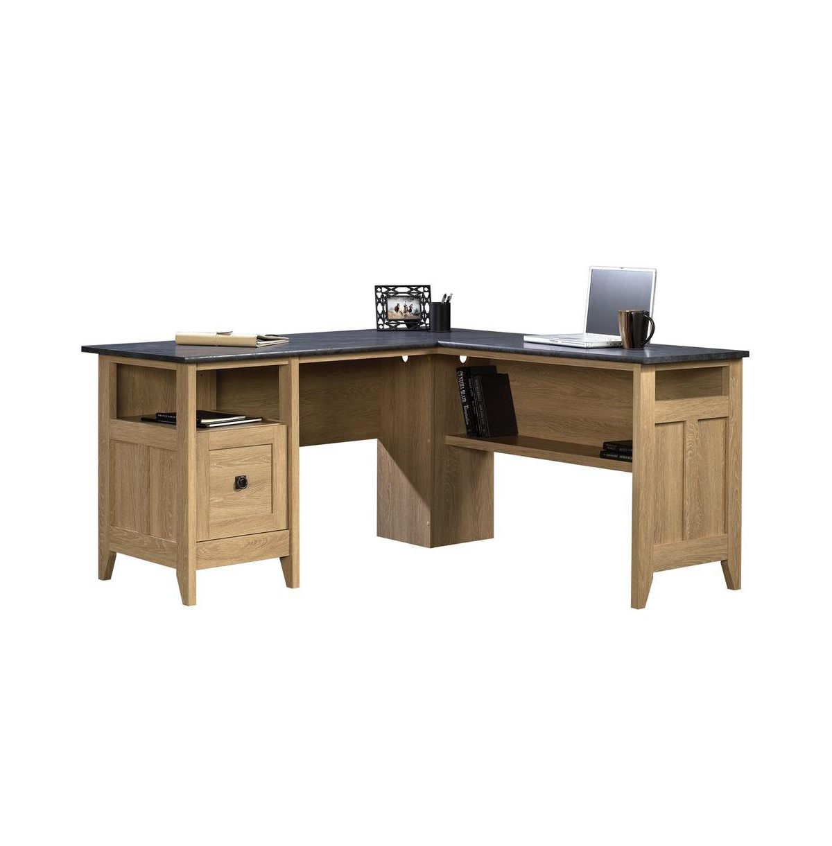Click here for Sauder August Hill L Desk  Dover Oak finish - Dove... prices