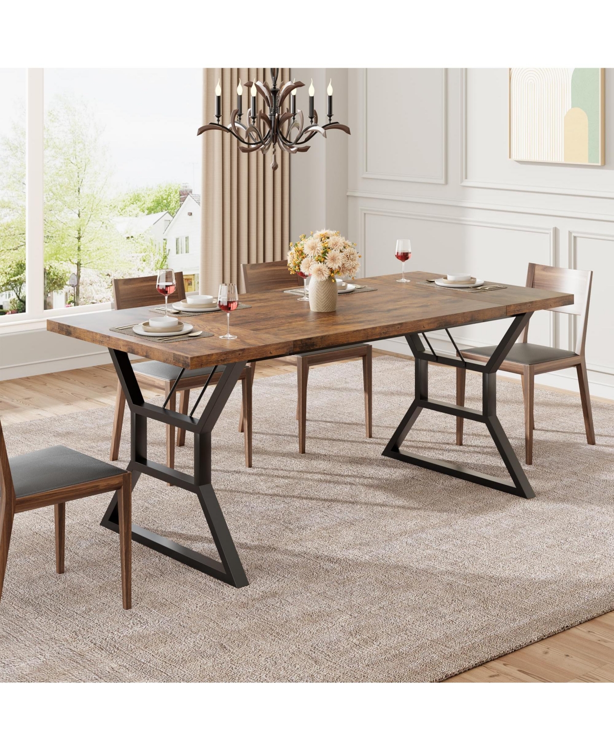 Click here for homfan Industrial Dining Table for 6 to 8  Rectang... prices
