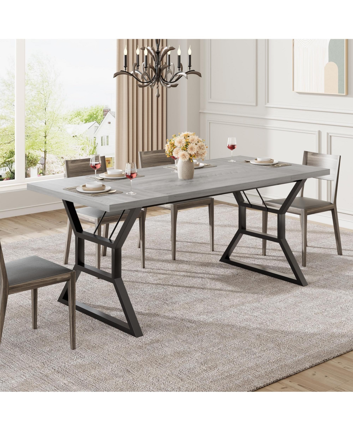 Click here for homfan Industrial Dining Table for 6 to 8  Rectang... prices